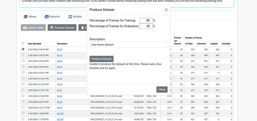 Unable to create a new dataset - Machine Learning Toolchain - FIRST ...