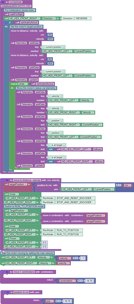 Using encoders to run to position, bot only moves to first position ...